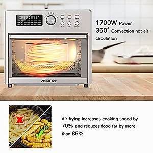 LOVMOR 26 Quart Air Fryer Oven with 9 Accessories,21-in-1 Smart Large Airfryer,Countertop Convection Toaster Ovens for Rotisserie,Baking,Dehydrators,Grills, Stainless steel, 15.7"*13.7"*12.1"