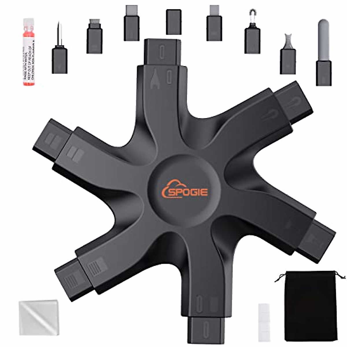 12 in 1 iPhone Cleaning Kit, Airpods Cleaning Kit with Portable Bag, iPhone Charging Port Cleaning Kit, Fix Unreliable Charging Connection, 2023 (Black)