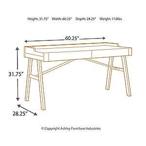 Signature Design by Ashley Raventown Urban 60" Home Office Desk, Weathered Brown