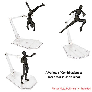 Yocoolfun 3 Pcs Action Figure Stand,Assembly Display Holder Base Doll Model Support Stand Compatible with HG RG SD SHF Gundam 1/144 Toy Clear
