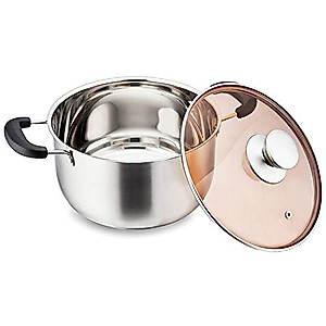 Stainless Steel Stockpot, P&P CHEF 4 Quart Stock Pot with Lid, Heat-Proof Double Handles - Dishwasher Safe