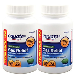 Equate Extra Strength 125 mg Gas Relief, 72-softgels Bottle (Pack of 2)