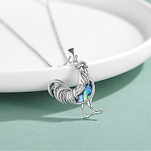 YAFEINI Chicken Necklace 925 Sterling Silver Rooster Pendant Chicken Jewelry for Women…