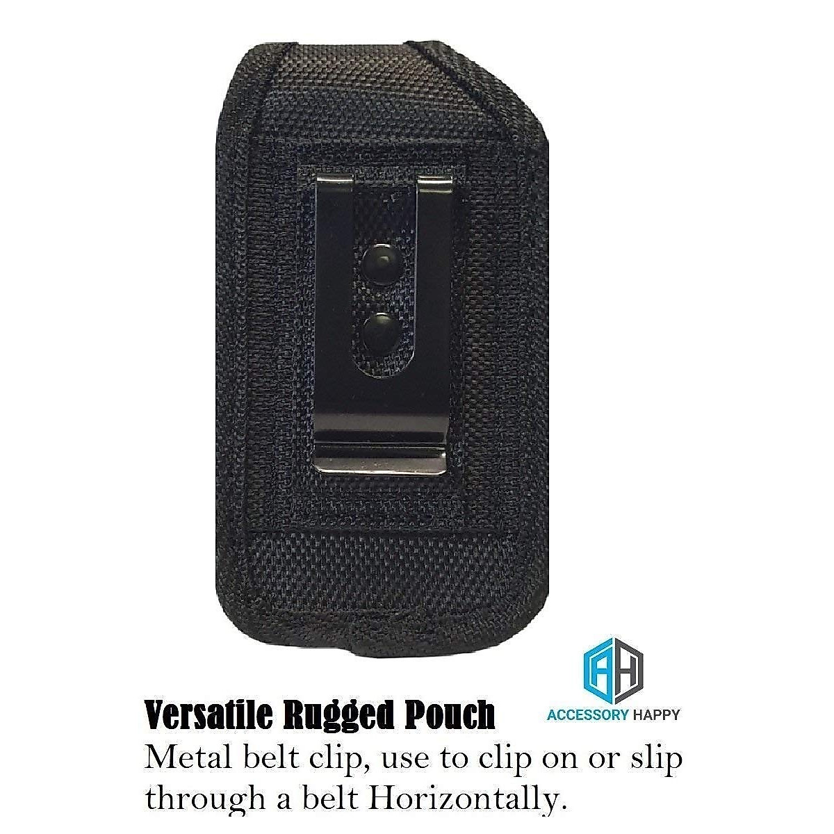 AH Small Horizontal Leather Pouch, Holster Flip Phone with Belt Clip Belt Loop Case Fits LG B470 Kyocera Cadence LTE Alcatel Go Flip/MyFlip FLIP Palm Phone Jitterbug and Most Flip Phones