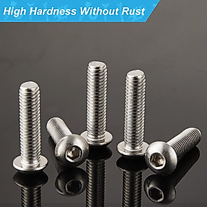 Joamang M8 x 12mm 16mm 18mm 20mm 25mm Button Head Socket Cap Screws Bolts, Stainless Steel 304, Metric Allen Hex Drive, Bright Finish, Fully Threaded, Assortment Kit 50PCS