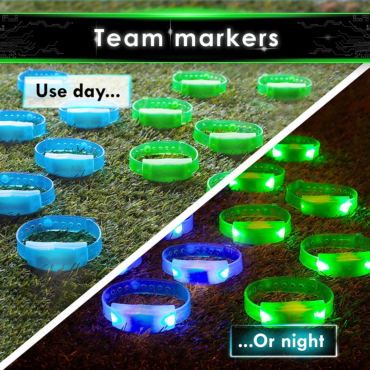 Starlux Games Capture The Flag Redux – Glow-in-The-Dark Bracelet Expansion Set | Adds 12 Players (with 12 LED Bracelets) | Glow in The Dark Games | Sleepover Games | Outdoor Games for Kids