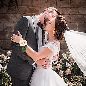 RONRONS 12 Pack Pearl Elastic Wristbands for Wedding Corsages, DIY Bridal Bracelets for Brides, Bridesmaids, and Special Events