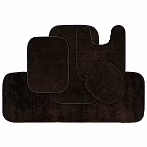 Garland Rug Traditional Plush 5 Piece Nylon Washable Bathroom Rug Set Chocolate