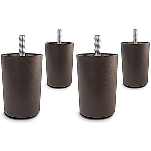 Elegent Upholstery 3" Inch Universal Plastic Sofa Furniture Legs Round Tapered Wood Grain Texture - Set of 4