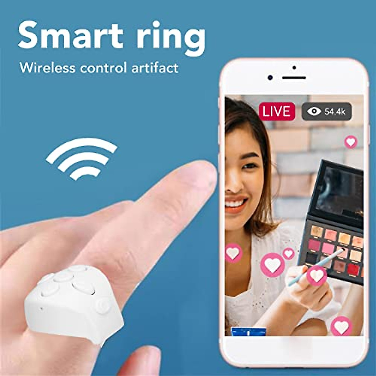 Remote Control Page Turner, Support Mainstream Apps Rechargeable Remote Control for Android Phones (White)