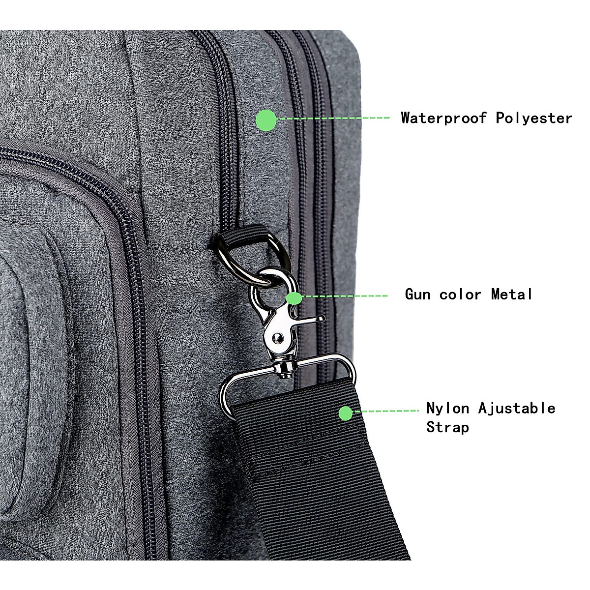 Hybrid Briefcase Backpack Convertible Large 17inch College School Computer bag Multi-Functional Travel Rucksack (Grey)