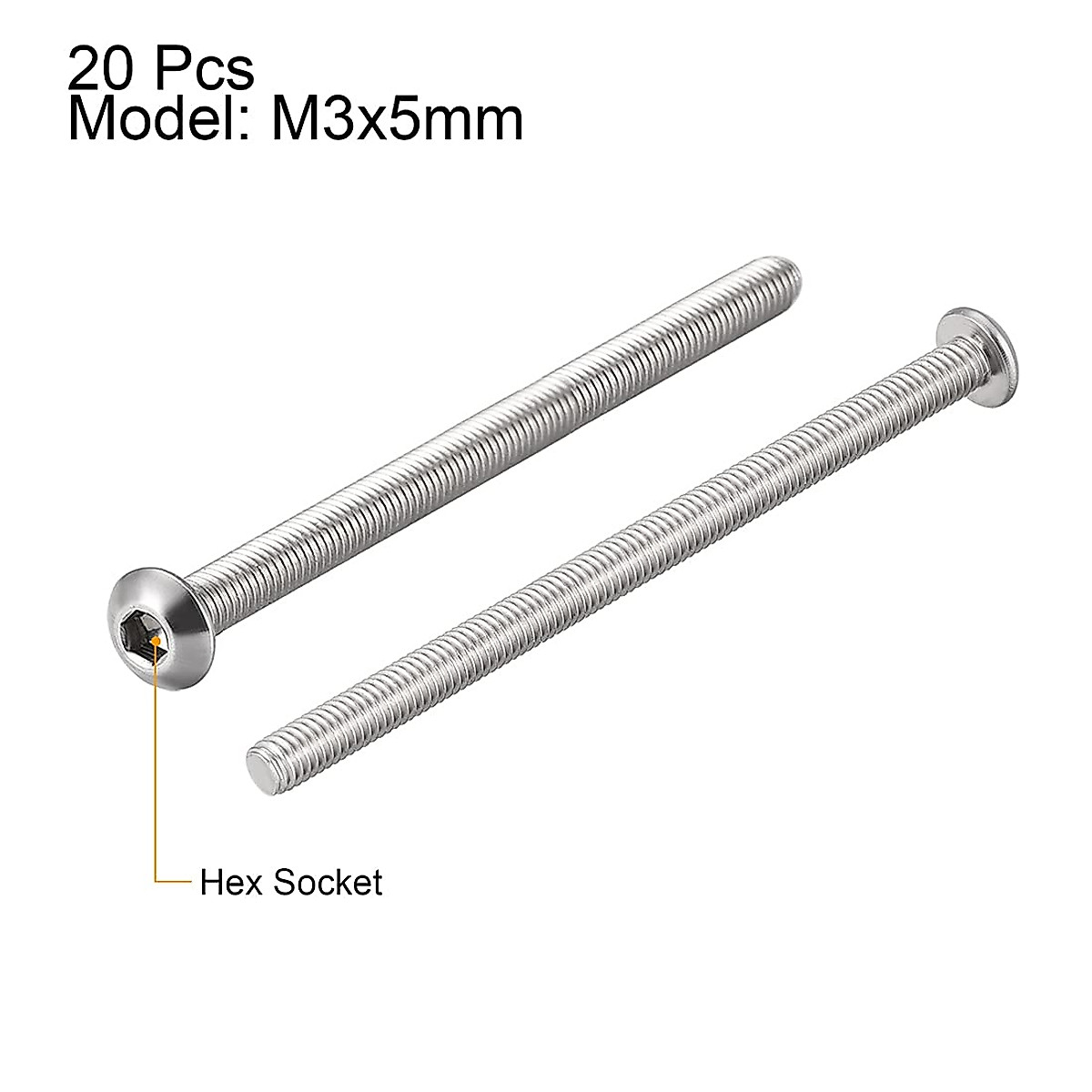 uxcell M3x50mm Machine Screws Hex Socket Round Head Screw 304 Stainless Steel Fasteners Bolts 20pcs