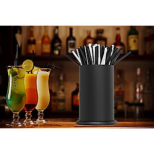 MyLifeUNIT Straw Holder Dispenser, Stainless Steel Kitchen Utensil Organizer 6.7" x 4.9", Black