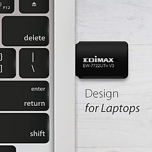Edimax Wi-Fi 4 802.11n Mini USB Adapter -Newest Version- Wireless N300 Dongle, 300Mbps throughput, Auto-Power Adjustment for Energy Saving, Win 11 Plug-n-Play, Mac OS, Linux, EW-7722UTn V3