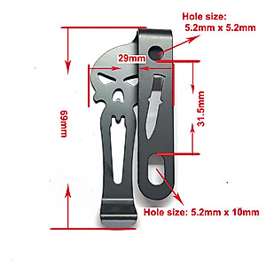 29mm x 69mm Metal Spring Belt Rose Black Color Clips for Kydex Sheath Holster Knife Sheath Clip (Left Style