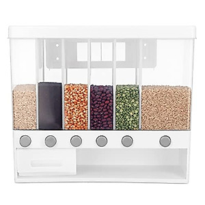 7Penn Multiple Dry Food Dispenser System - 6 Grid Beans and Rice Dispenser Airtight Storage Plastic Containers for Food