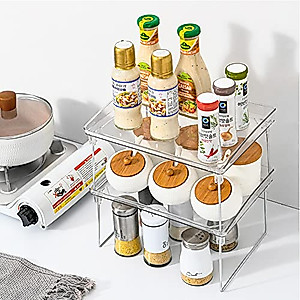 2 Tier Bathroom Countertop Organizer, Folding Stackable Clear Counter Standing Rack Cosmetic Holder Bathroom Counter Shelf Bathroom Trays for Counter Vanity Organizers and Storage Countertop Organizer