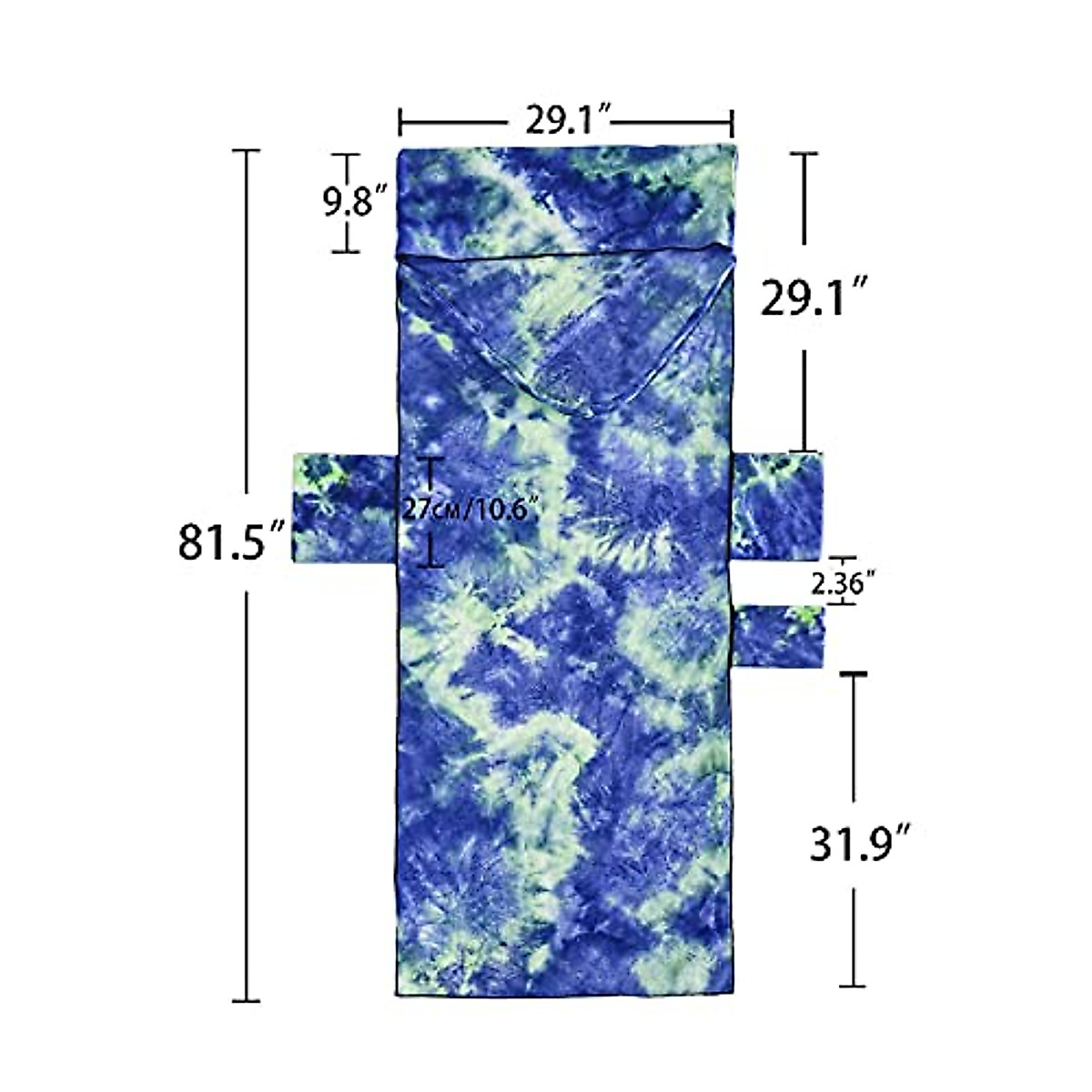 Wensdr Beach Chair Cover with Side Pockets Pool Towel Chaise Lounge Cover Microfiber Tie Dye Beach Towel for Holidays, Sunbathing (Blue)