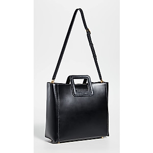 STAUD Women's Black Leather Shirley Large Tote Handbag