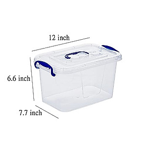 YYQX 6-Pack Clear Plastic Storage Bin with Lids, Stackable Organizer Box with Latching Handle, 6.5L/7quart