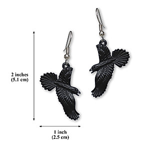 Gothic Black Raven Black Crow Dangle Earrings
