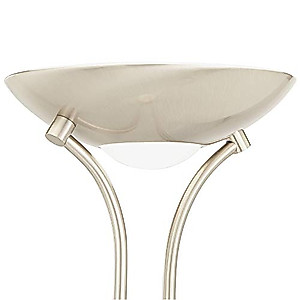 360 Lighting Canby Modern Torchiere Floor Lamp Standing with Side Light LED 72" Tall Brushed Nickel Silver Metal White Acrylic Diffuser for Living Room Reading House Bedroom Home Office