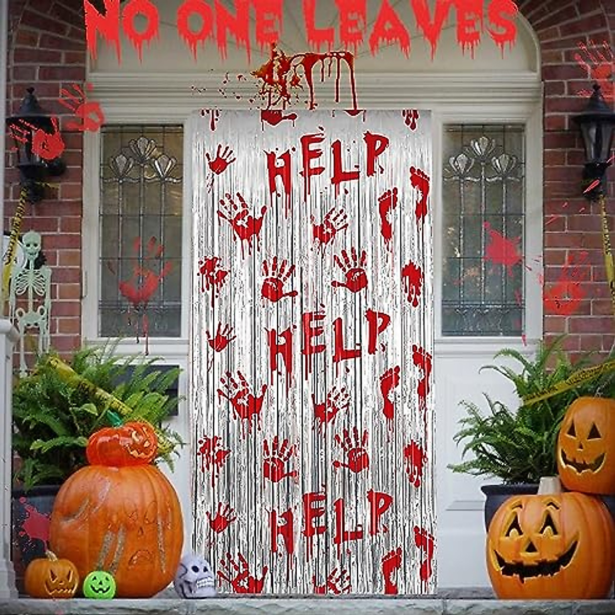 Halloween Party Decorations Scary Bloody Halloween Photo Backdrop Streamers, 2 Pack 3.3 x 6.6 FT Zombie Vampire Halloween Party Decor Foil Fringe Curtain Halloween Backdrops for Parties Indoor Outdoor