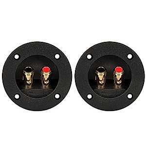 Goldwood Sound Speaker Box Terminal Cups 2 Round Power Speaker Terminal Plates Black (RGT-5050-2)