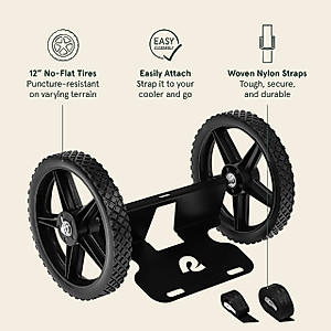 Retrospec Palisade 45 & 65 Qt Cooler Wheel Kit with 12” No-Flat Tires - Durable Straps & Power-Coated Steel Axles - 45 qt