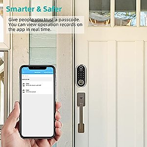 Security Smart Deadbolt, Hornbill Keyless Entry Door Lock with Biometric Fingerprint, Bluetooth Electronic Smart Lock with Keypad, App Control, Work with Alexa for Front Door, Bedroom, Apartment
