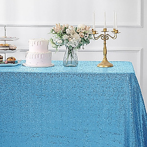 Jevix Rectangle Sequin Tablecloth 50x80 Inch Glitter Table Linen for Birthday Party Wedding Baby Shower Table Holiday Banquet Decoration,Champagne