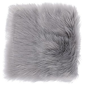 WLLHYF 15 Inches Mini Square Faux Fur Rug, Small Fluffy Area Rug Cushion for Living Room Sofa Bedroom Floor Soft Square Chair Cover Seat Pad Nail Mat for Photographing Background of Jewelry