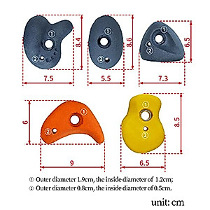 harayaa 5Pcs Rock Wall Holds, Children Rock Climbing Holds, Rock Wall Climbing Kits, Playground Accessories, Small
