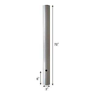 Wellite 72 Inch Outdoor Direct Burial Lamp Post Aluminum Post Pole Fits Most 3" Post Top Fixtures Includes Inlet Hole for Landscape Garden Street Home Lighting, Silver Color