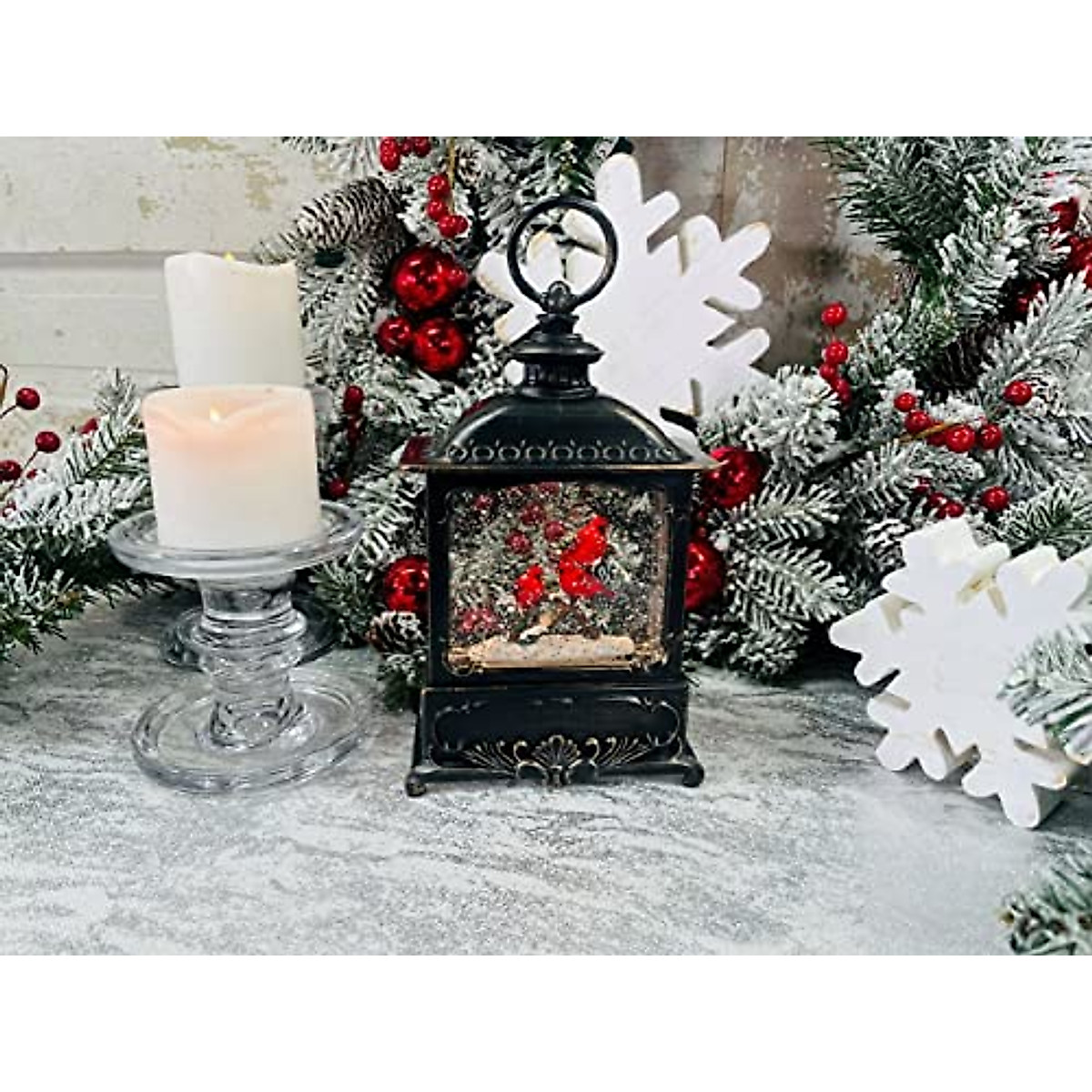 Cardinals Rectangular Snow Lantern
