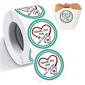 500 Healthcare Workers Thank You Stickers Thank You for All You Do for Us Labels 1.5" Nurse Essential Workers Appreciation Themed Sticker for Doctors Cards, Envelopes,Package Sealing