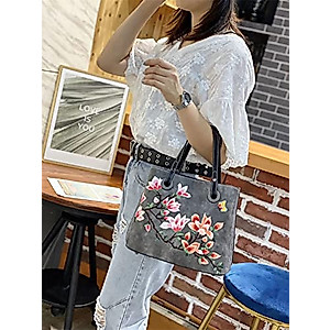 ZLXDP Chinese Style Embroidered Handbag Retro Floral Shoulder Bag Large Capacity Women's Casual Tote Bag (Color : C, Size