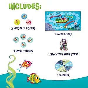 Peaceable Kingdom Mermaid Island Award Winning Cooperative Board Game for 2 to 6 Kids Ages 5+