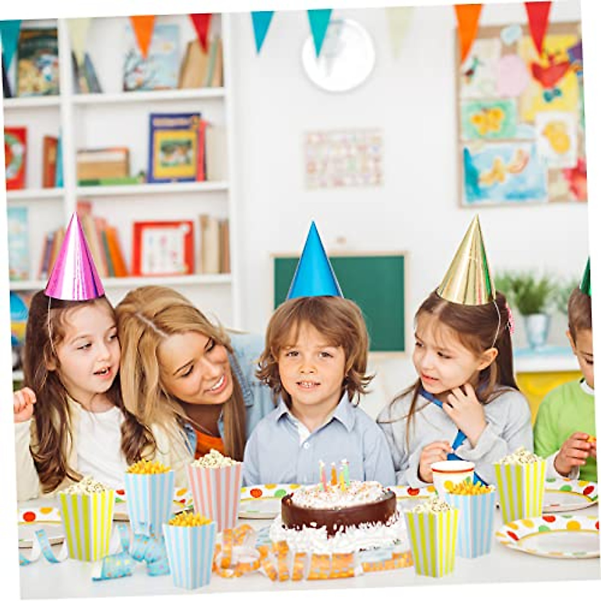 60 Pcs Popcorn Boxes Carton Disposable Containers Snack Boxes for Plastic Container Popcorn Bags Paper Popcorn Boxes Movie Night Supplies Stripe Popcorn Boxes Popcorn Buckets