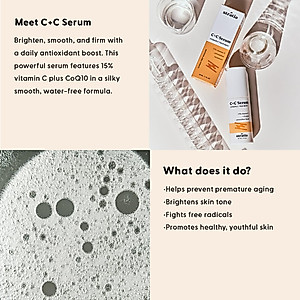 Stratia C+C Serum, 15% Vitamin C with 10% L-ascorbic Acid, Non-Irritating, Water-Free Formula, Anti-Aging, Benefits, 1 Fl Oz