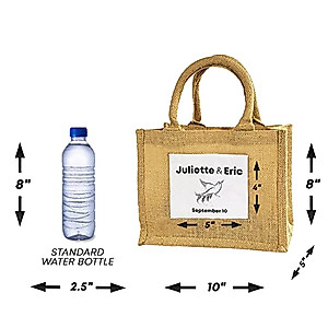 Mini Jute Gift Tote Bags w/ Clear Pocket for Wedding Favors, Crafts, Decorations (1)