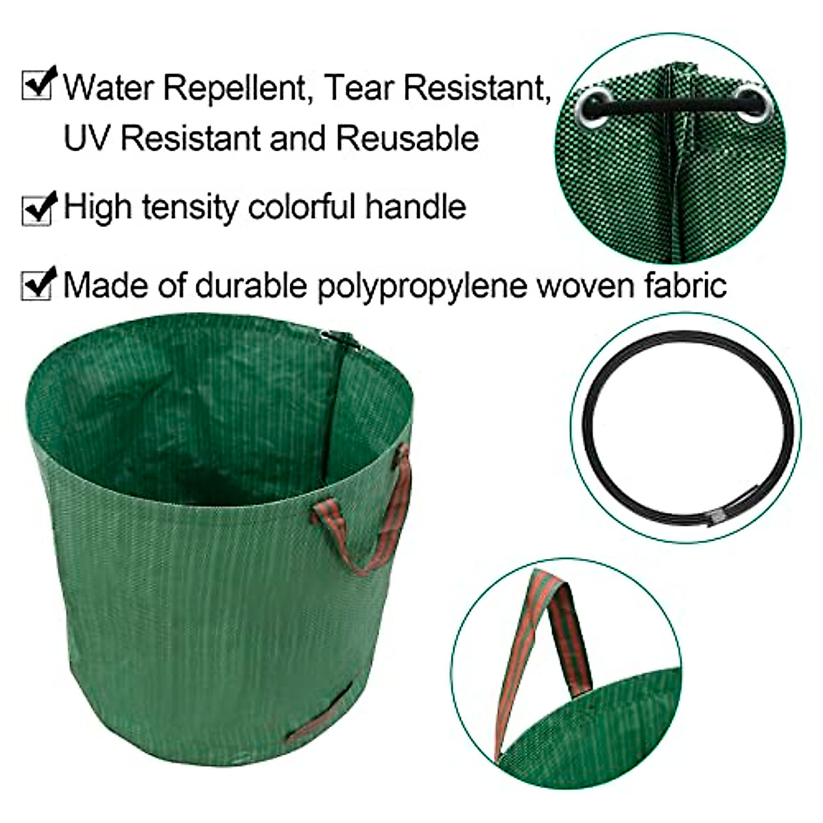 72 Gallons Garden Bag Collapsible Reuseable Heavy Duty Garden Waste Bags for Lawn Yard Leaf Trash Debris Garden bags with Gardening Gloves(3-Pack)