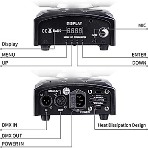 U`King 50W LED Moving Head Light with Remote 8 GOBO 8 Pattern Spotlight by DMX Controlled 11 Channel for Disco Club Party Stage Lighting Shows