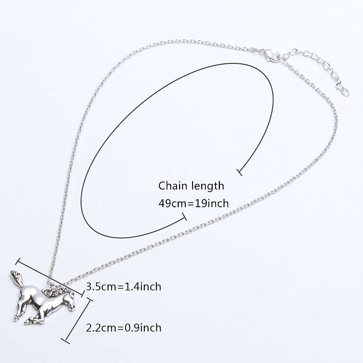 CCBFY Silver Horse Gifts Necklace Stainless Steel Necklace Horse Jewelry for Women Men Gift 18"+2" (Silver)