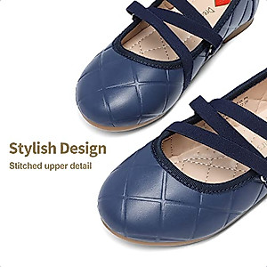 DREAM PAIRS SDFL2311K Girls Dress Shoes Flower Girl Mary Jane Ballet Flats Navy 2 Little Kid