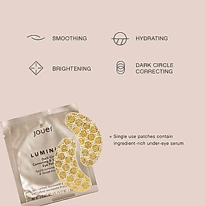 Jouer Luminize Dark Circle Correcting & Smoothing Eye Patches, Caffeine Eye Patches for Dark Circles and Puffiness, Under Eye Mask Patches for Wrinkles