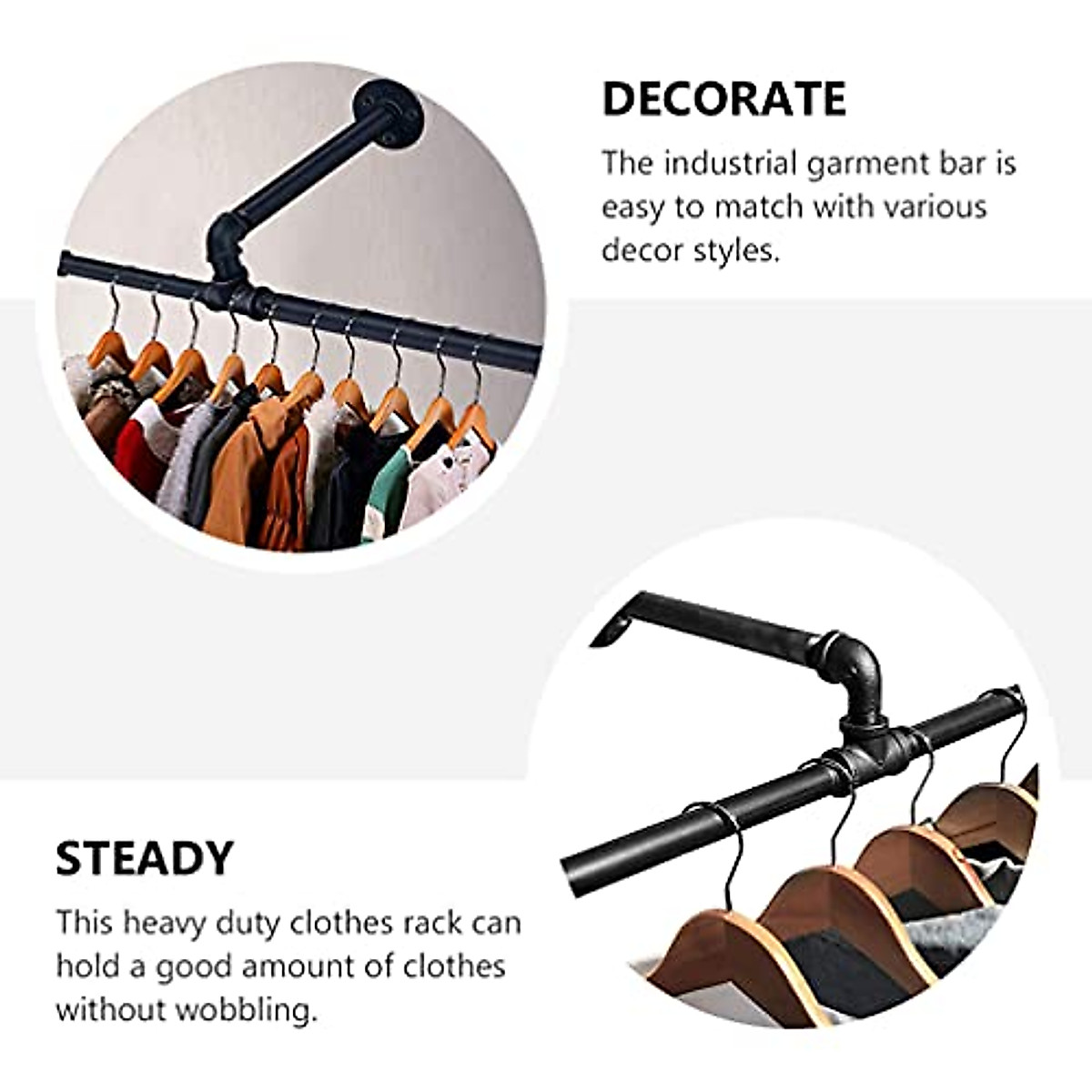 DOITOOL Clothes Rack Clothes Rack Multi- Clothes Rack Industrial Pipe Wall Mounted Garment Rack for Home Closet Rack Closet Rod