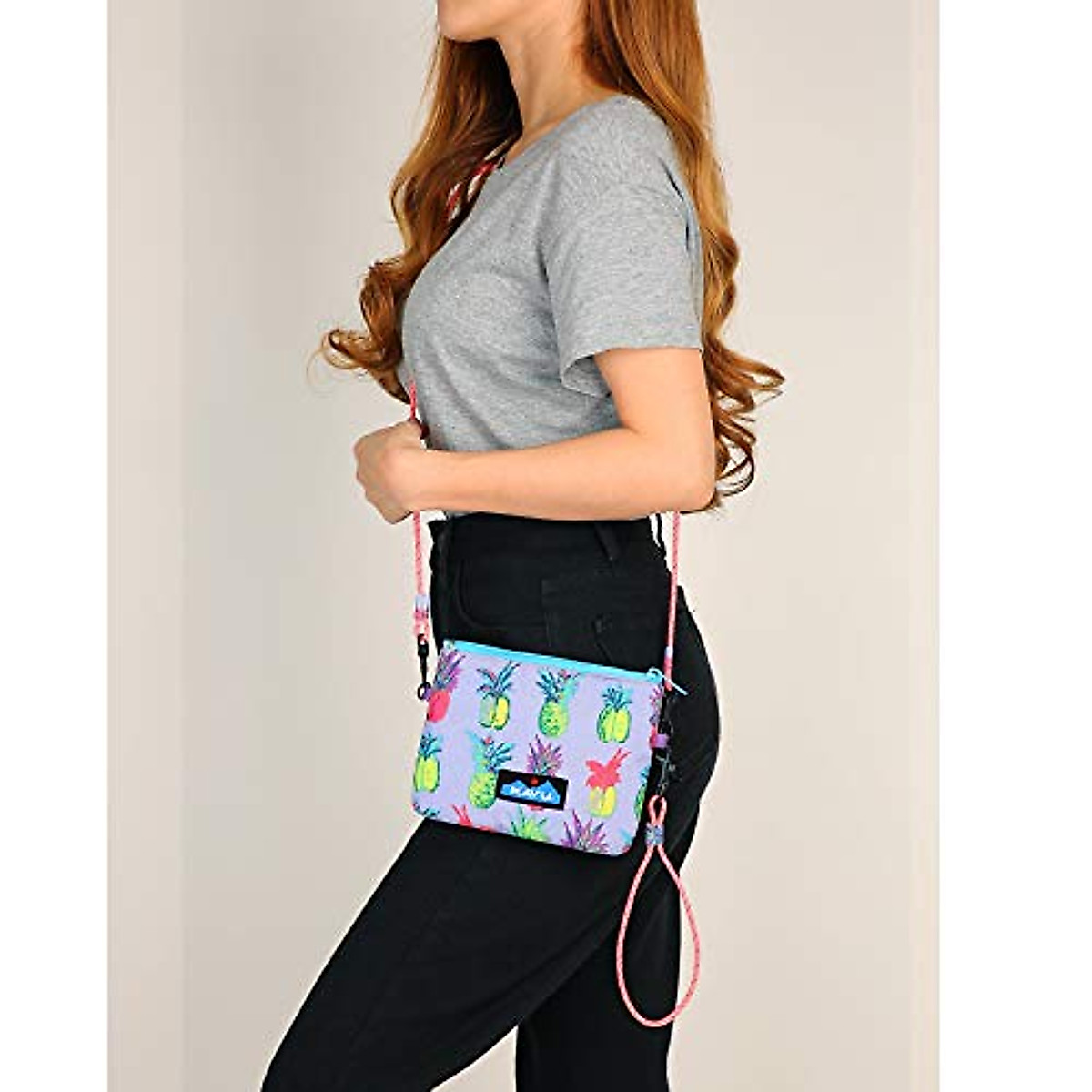 KAVU Renrose Crossbody Wallet with Rope Strap-Pineapple Pop