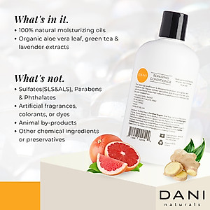 DANI Natural Nourishing Conditioner Naturals - Organic Ingredients Hydrate & Strengthen Hair - Sulfate, Phthalate & Paraben Free - Vegan & Cruelty Free - 12 Ounces (Grapefruit Ginger)