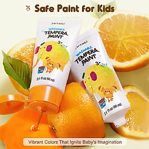 Jar Melo Washable Tempera Paint for Toddlers 3 4 5 6 7 8+ Age Activity, 6 Color 2.1fl oz Non Toxic Kids Paint for Finger Painting School Classroom Art Supplies Craft Projects Birthday Christmas Gift